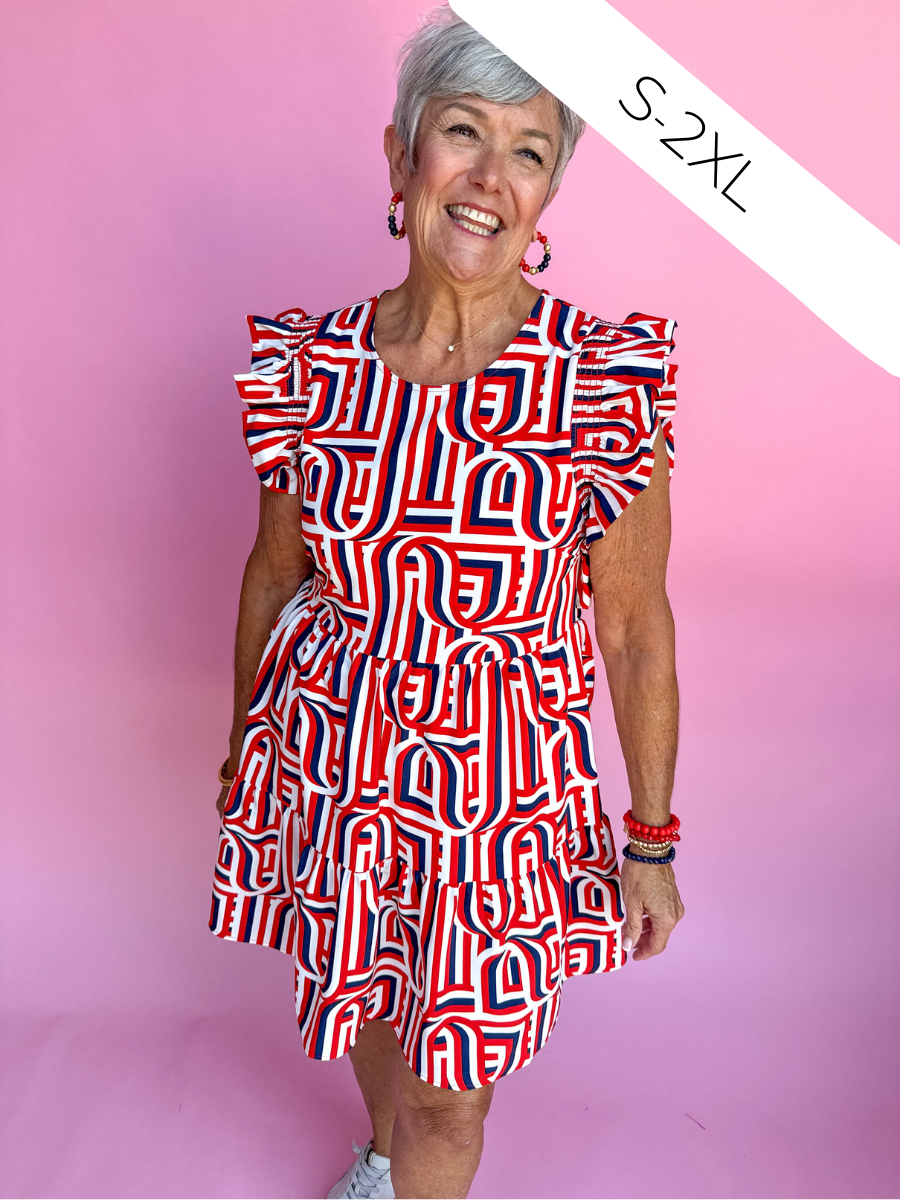 Michelle McDowell | Everly Dress - Touchdown Red/Blue | Jincy's ...