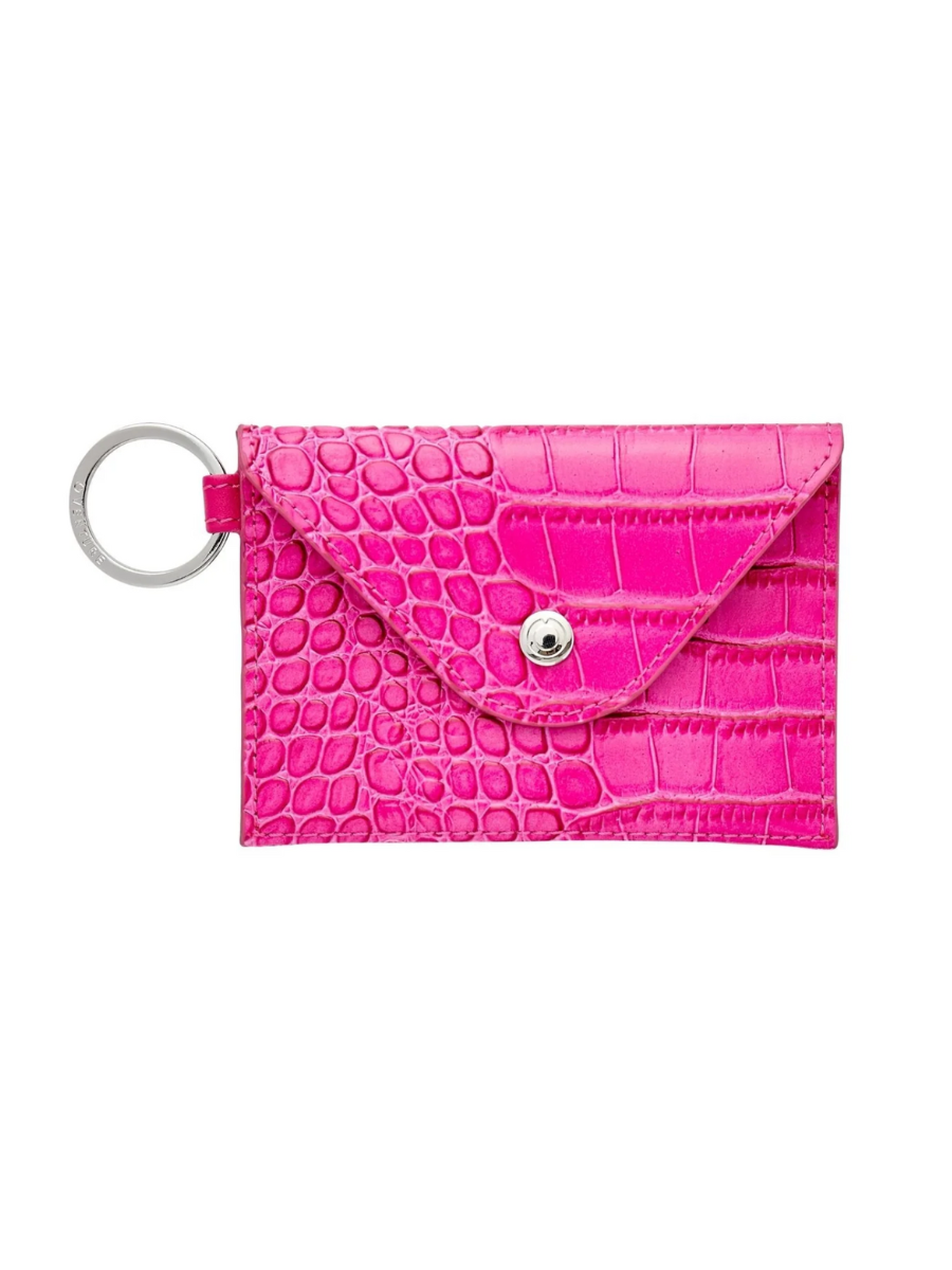 OVENTURE | Leather Mini Envelope Wallet - Pink Topaz Croc | Jincy's ...
